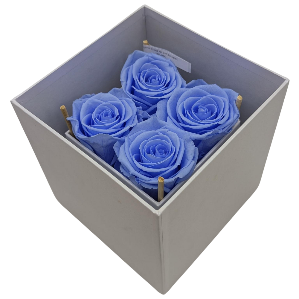 Preserved Rose Gift Box, 15x15x15.5cm, Blue